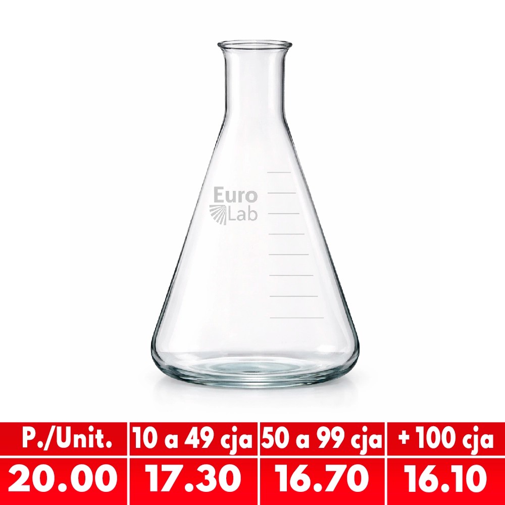 Matraz Erlenmeyer 500ML Vidrio Boro 3.3 - EUROLAB | Stock: 500 - SAP ...